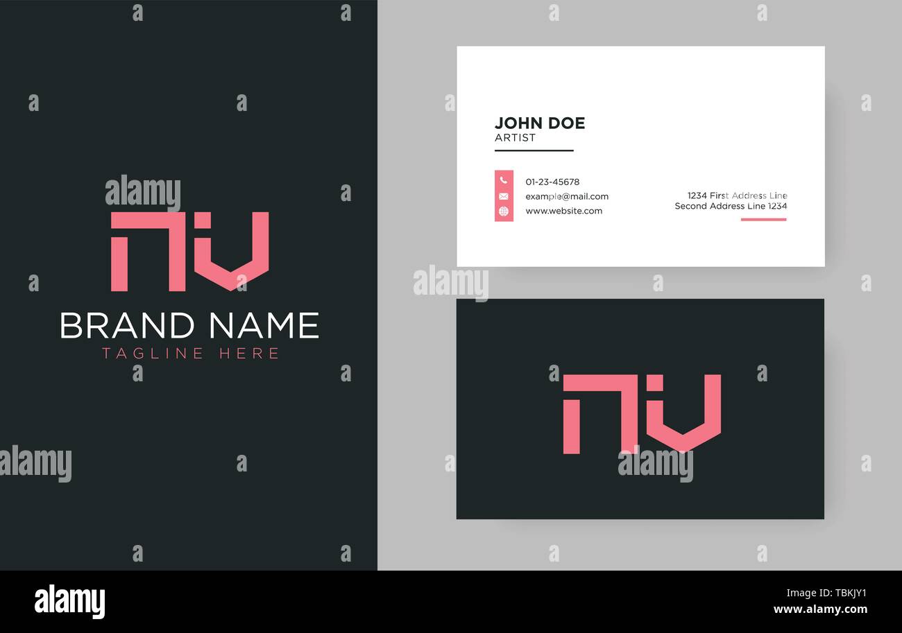 Premium letter NV logo with an elegant corporate identity template ...
