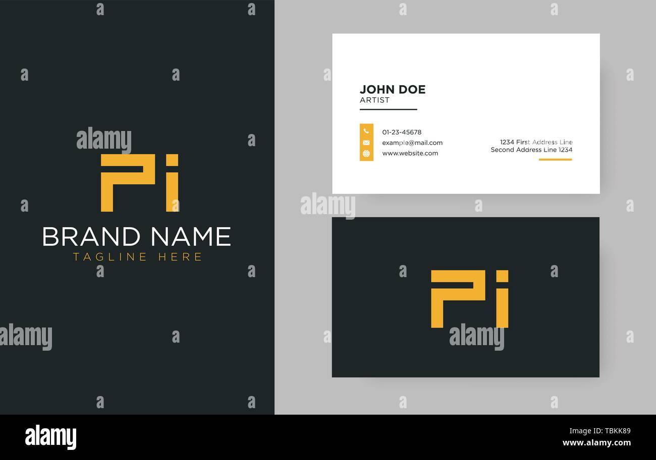 Premium letter PI logo with an elegant corporate identity template ...