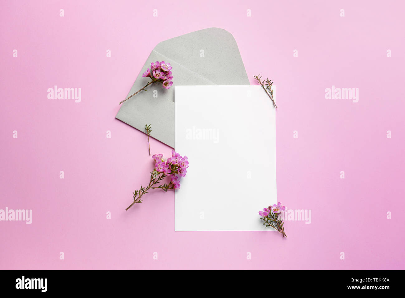 Mockup of invitation on color background Stock Photo - Alamy