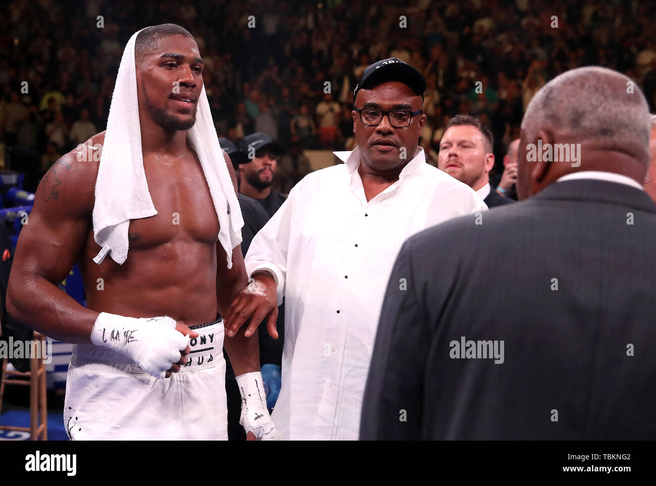 Anthony Joshua (left) and dad Robert Joshua after the fight against ...