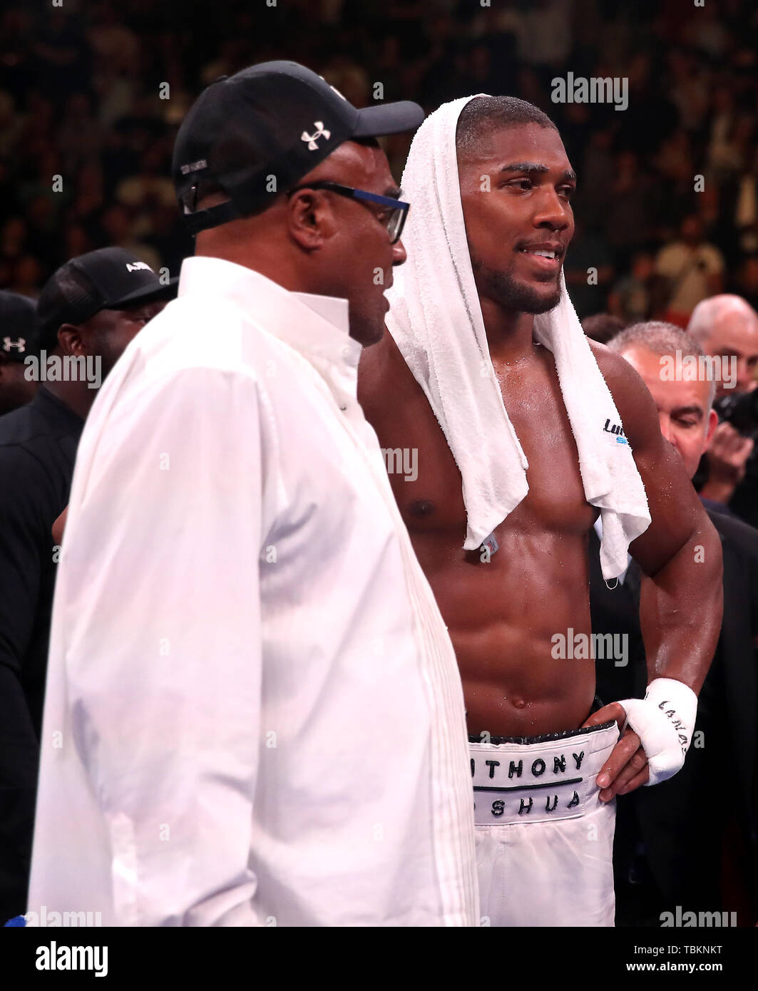 Anthony Joshua (right) and dad Robert Joshua after the fight against ...