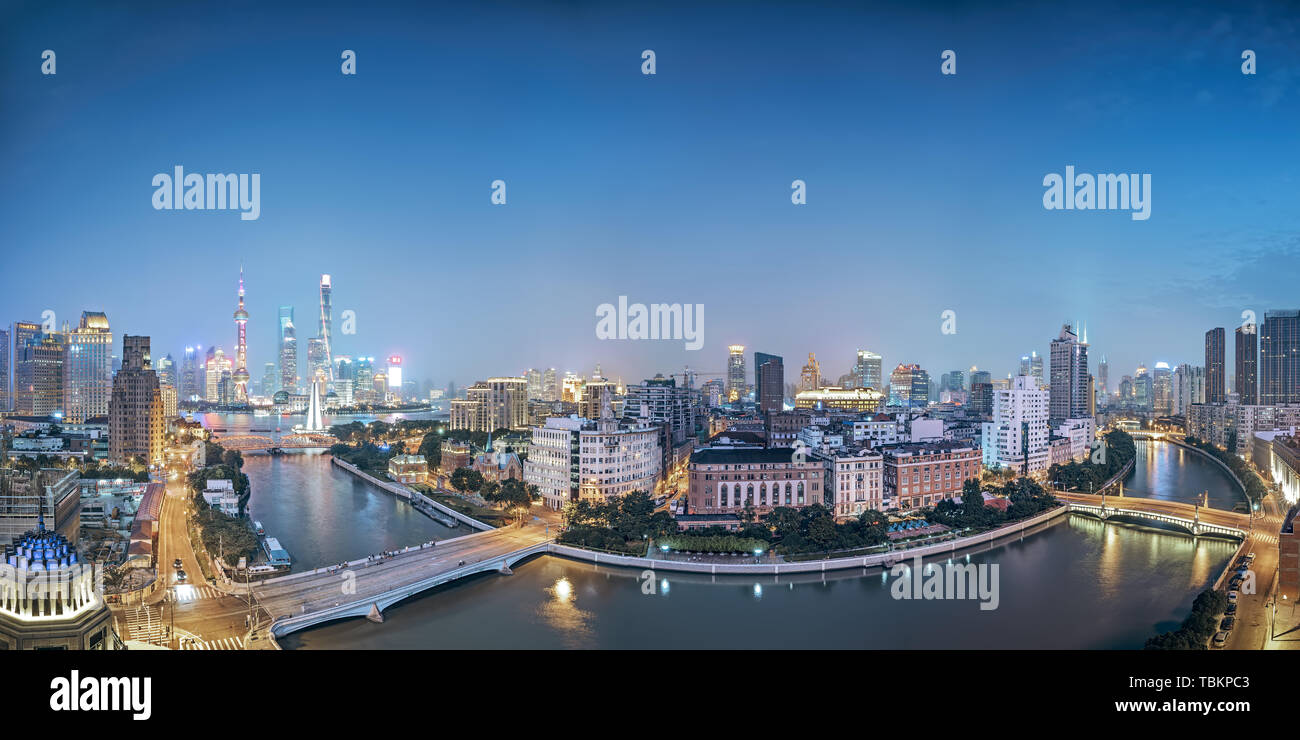 Panoramic view of the Suzhou River in Shanghai Stock Photo - Alamy