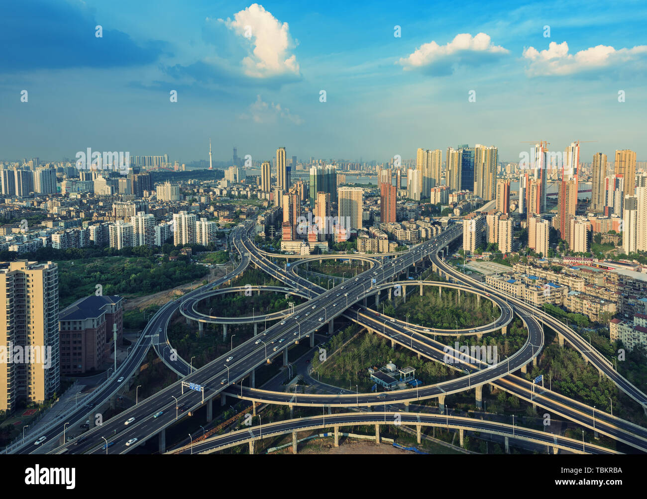 Road interchange overpass residential buildings hi-res stock ...