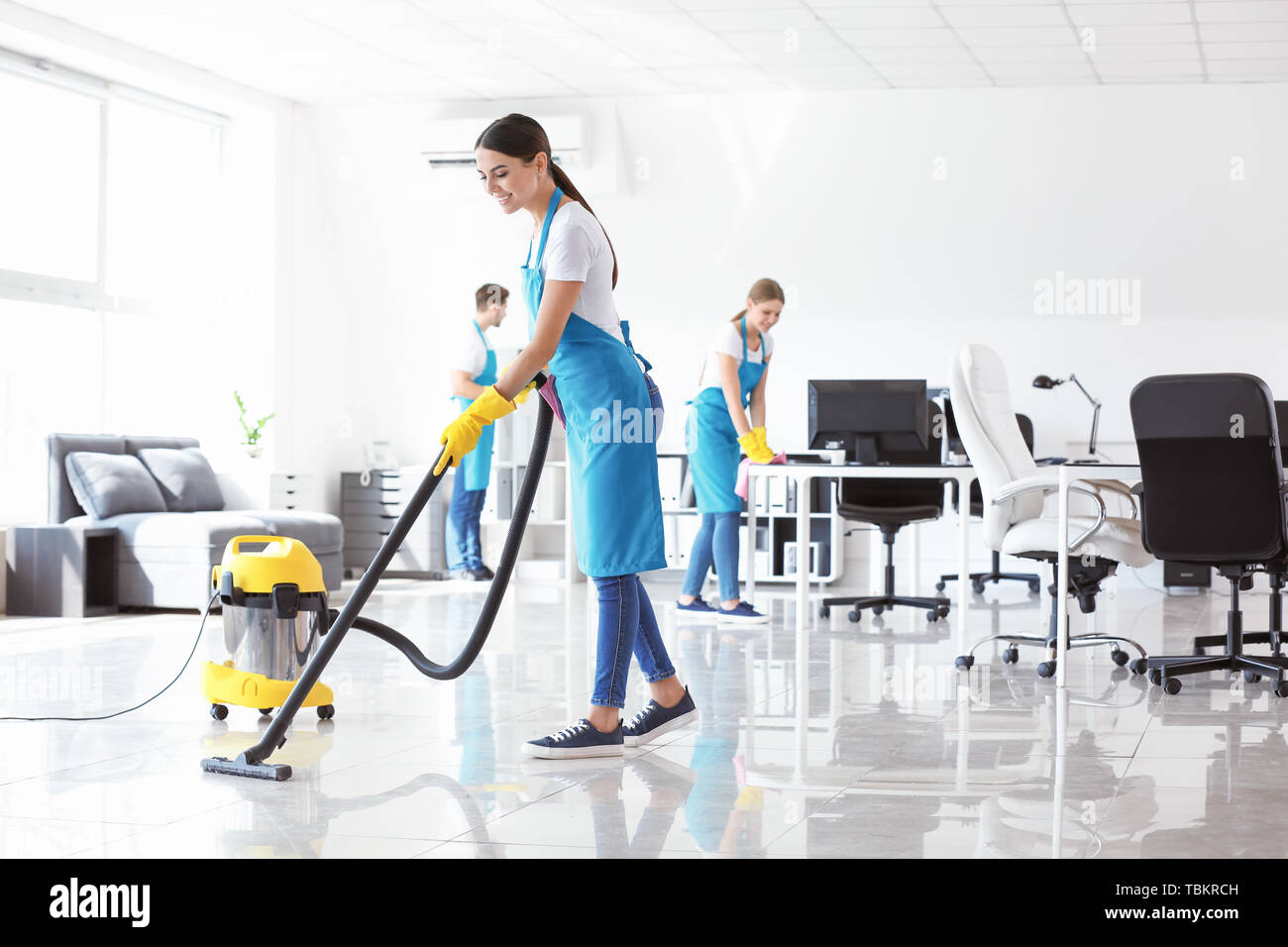 Cleaner office hoovering hi-res stock photography and images - Alamy