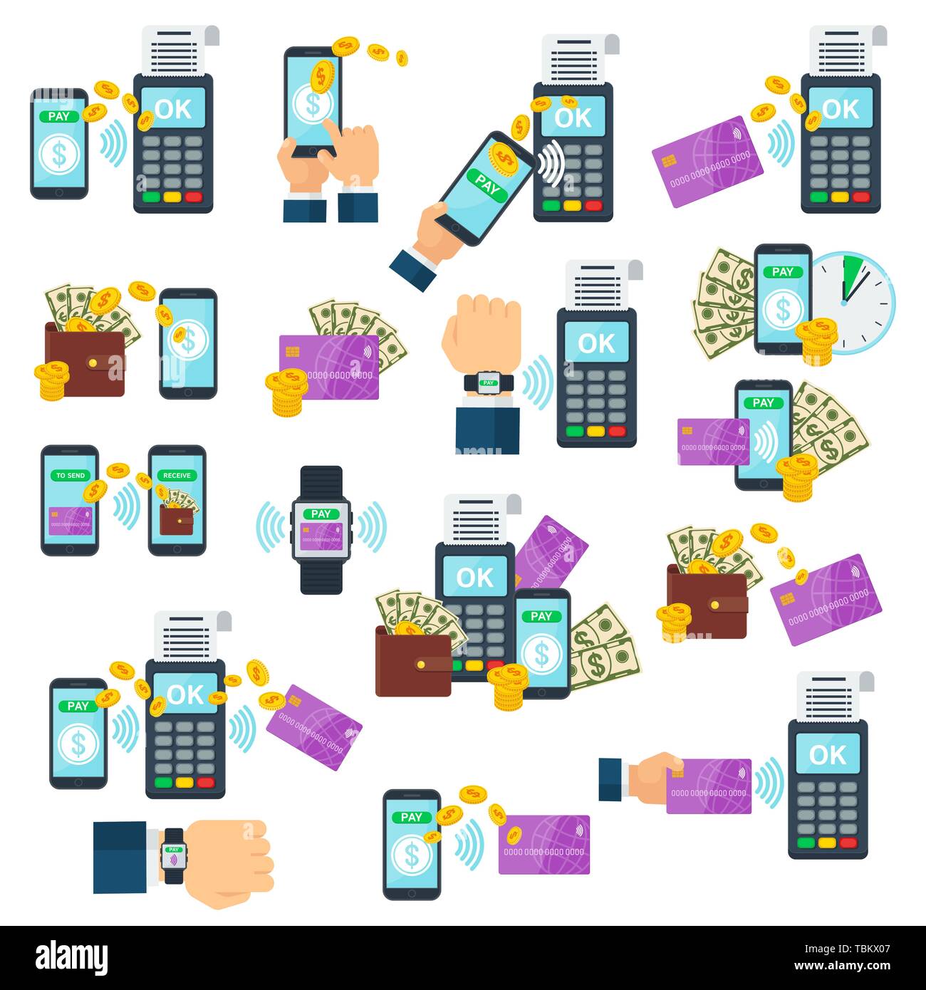 Contactless payment using smartwatch Stock Vector Images - Alamy