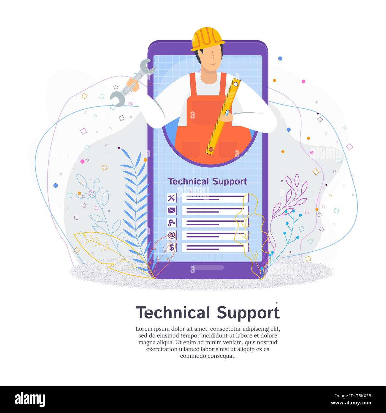 Technical support concept. Customer service flat vector Stock Vector ...