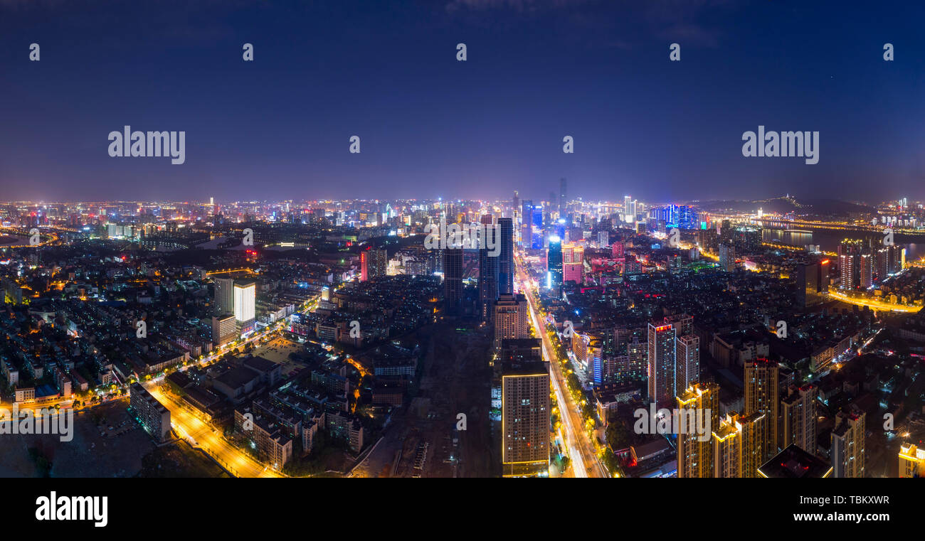 Changsha City Night Scenic Architecture Panoramic Skyline Stock Photo ...