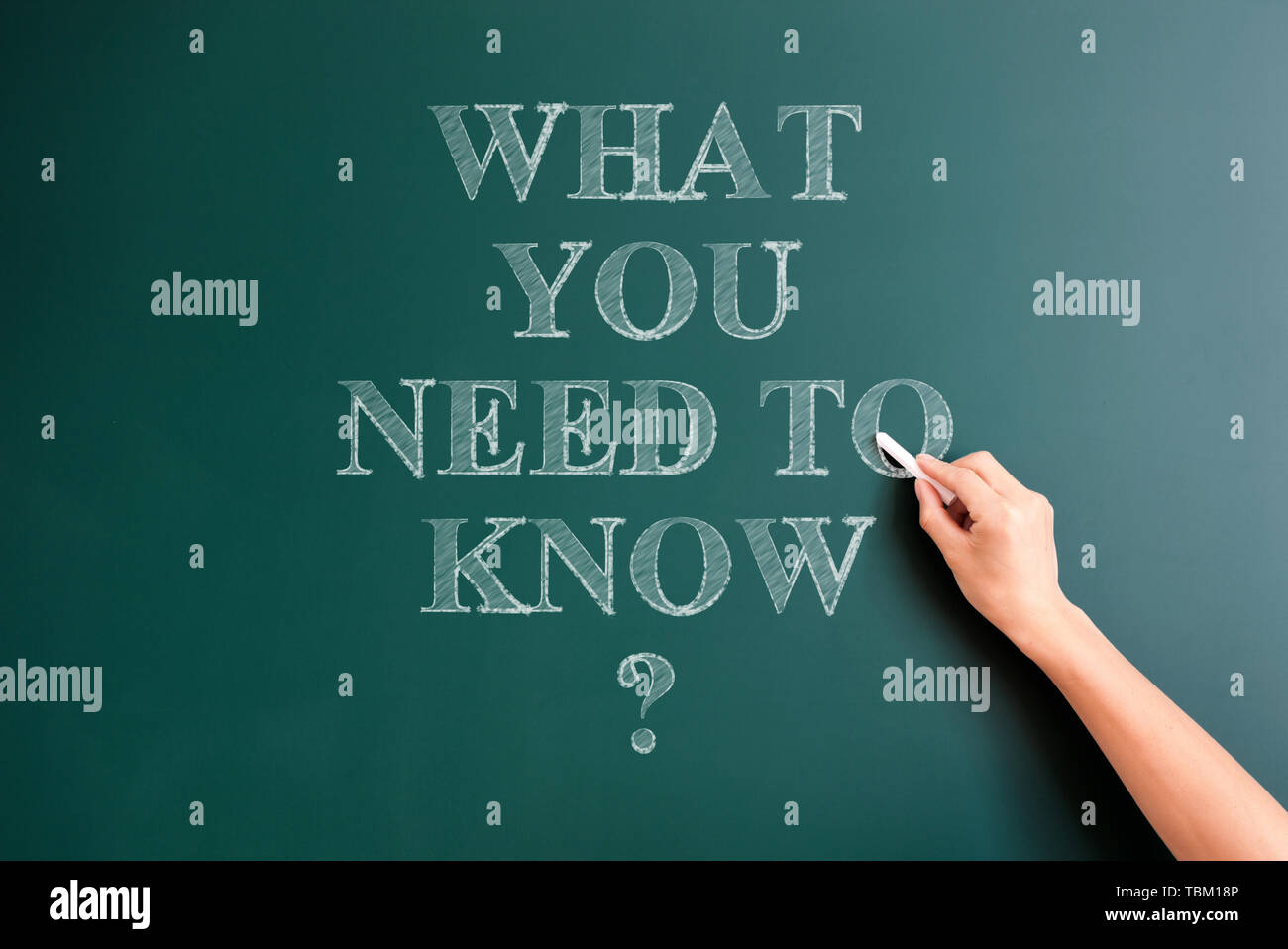what you need to know written on blackboard Stock Photo - Alamy
