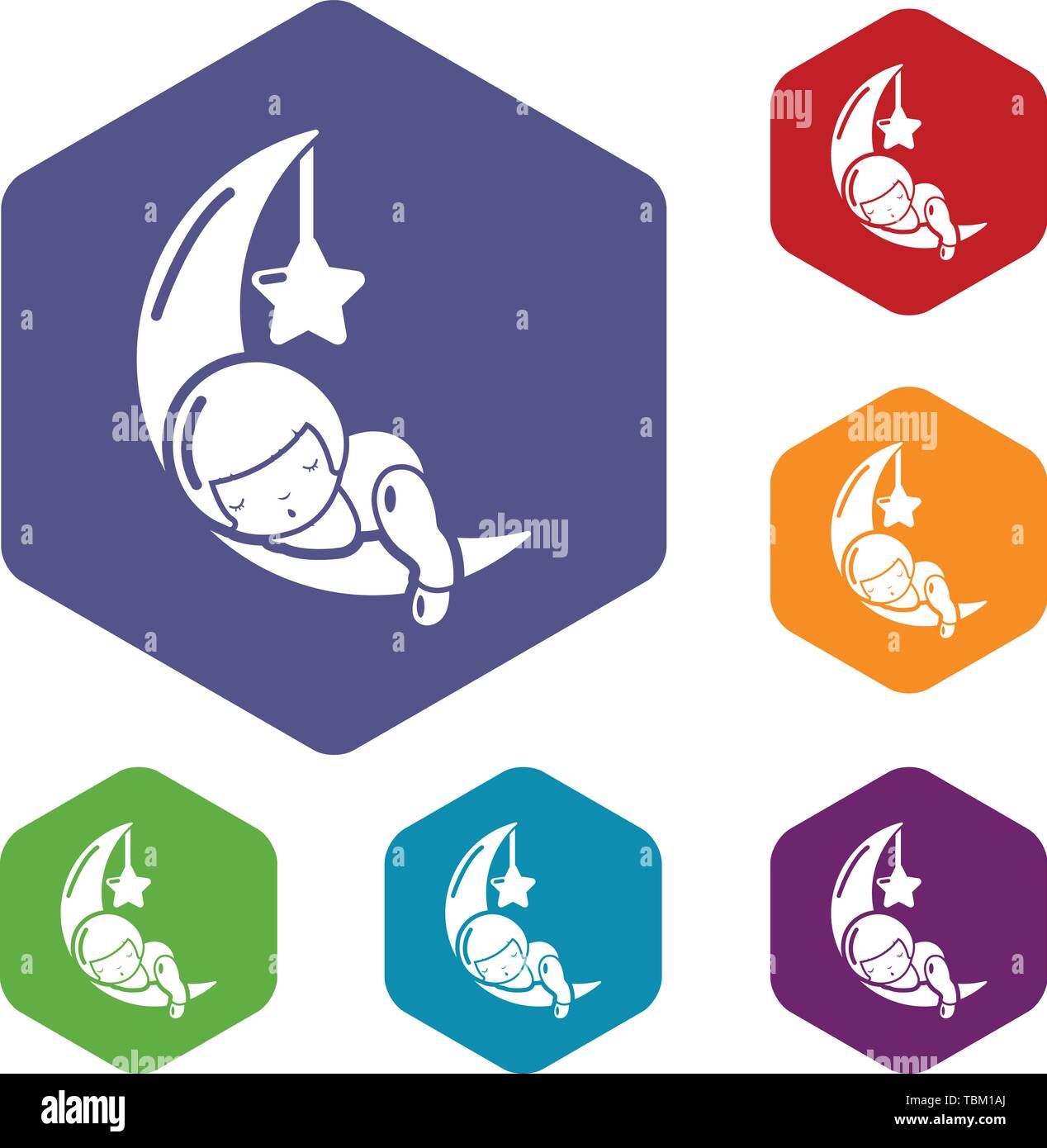 Sleeping girl icons vector hexahedron Stock Vector Image & Art - Alamy