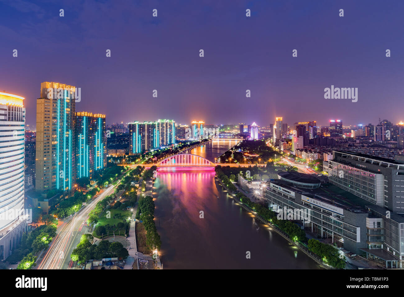 Night view of Fenghua River Stock Photo - Alamy
