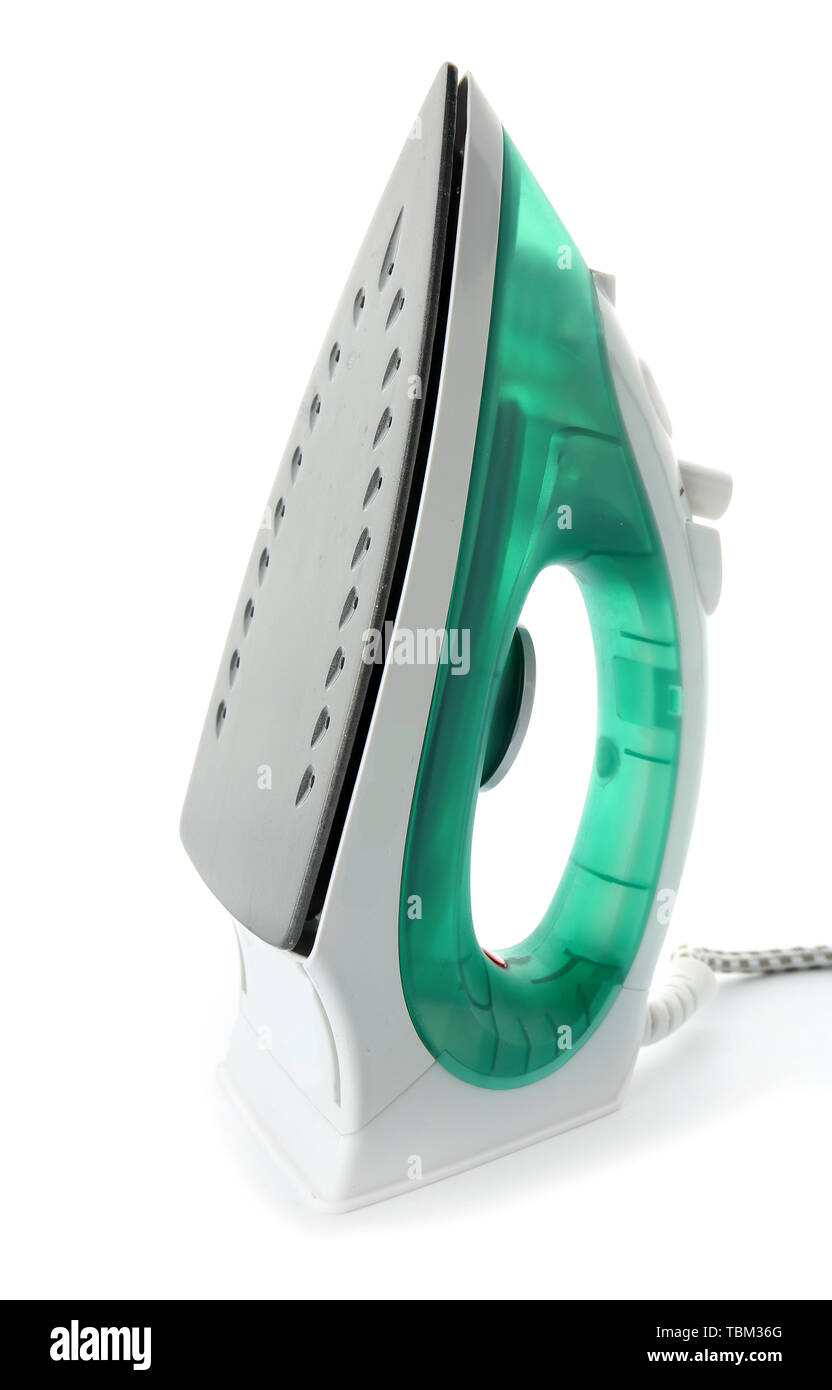 Modern iron on white background Stock Photo - Alamy