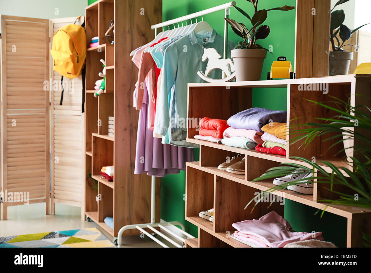 Stylish interior of children's dressing room Stock Photo - Alamy