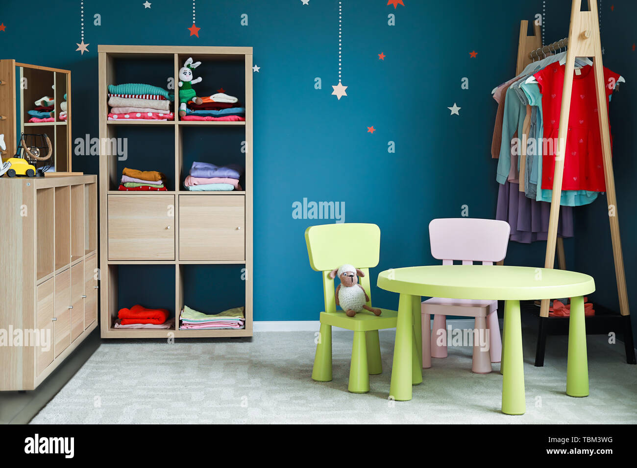 Stylish interior of children's dressing room Stock Photo - Alamy