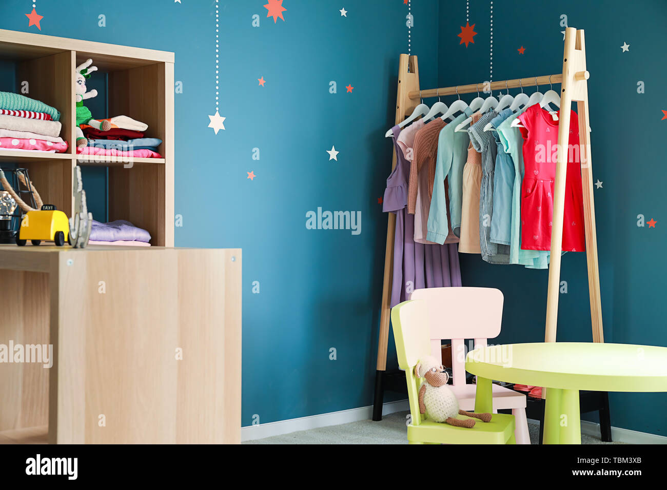Stylish interior of children's dressing room Stock Photo - Alamy