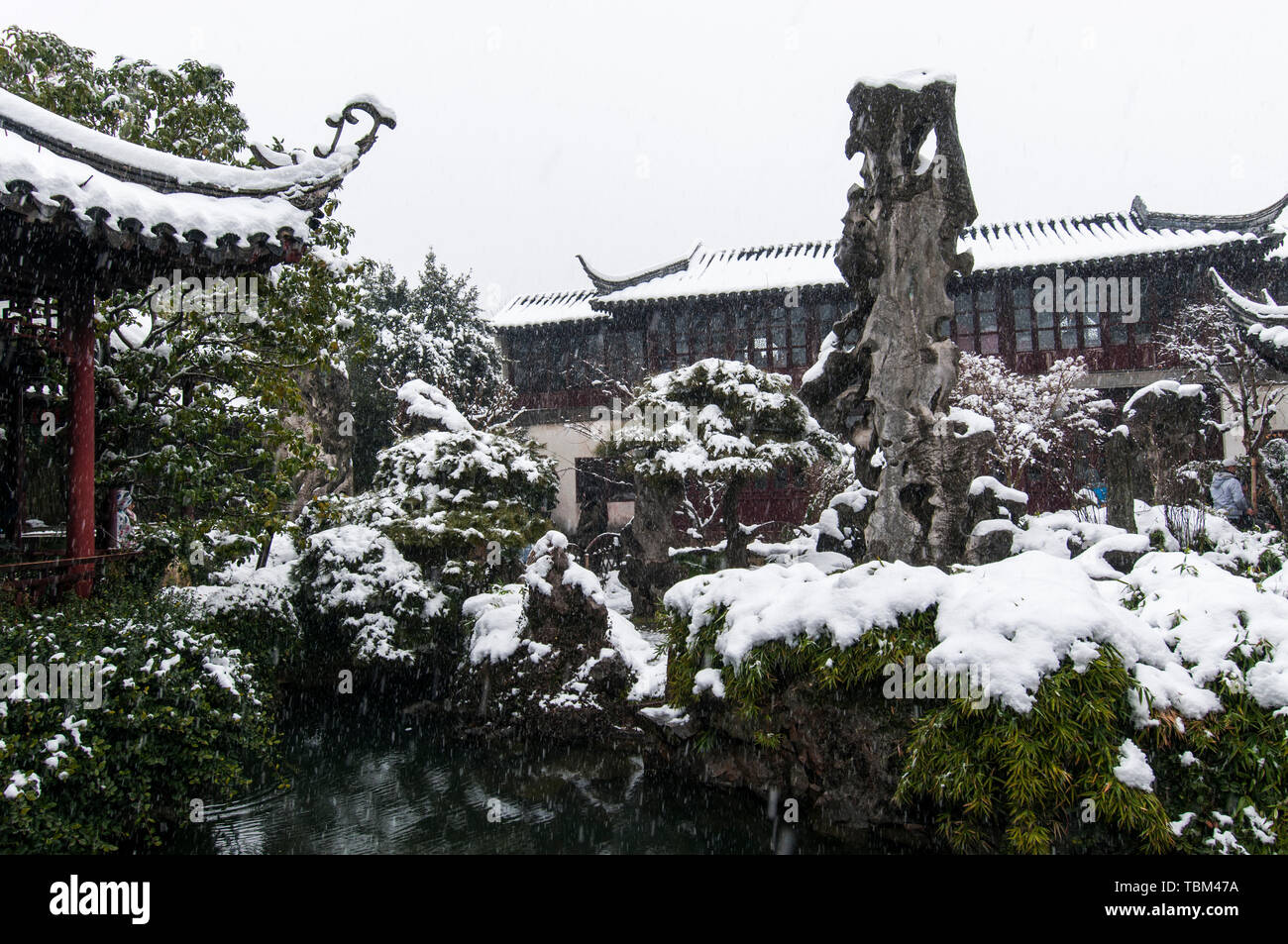 Snow scenery Suzhou Garden Stock Photo - Alamy