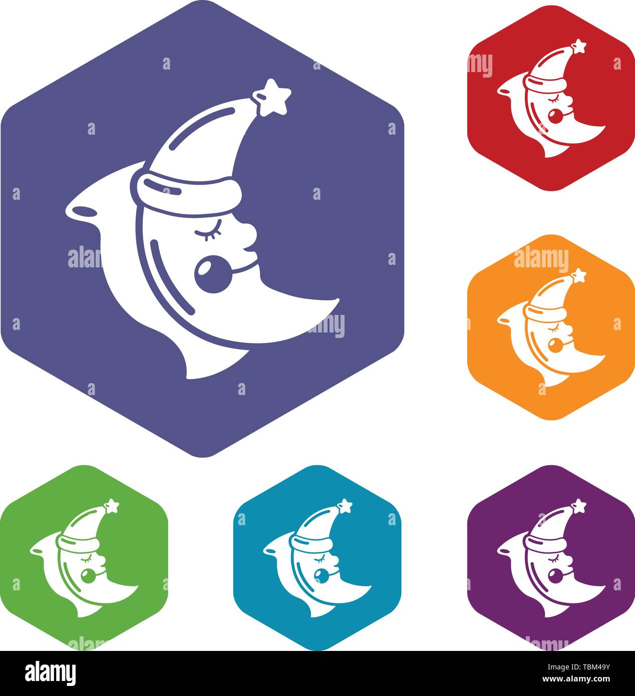 Sleeping moon icons vector hexahedron Stock Vector Image & Art - Alamy