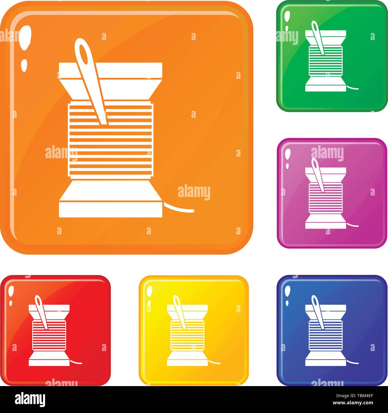 Needle and thread icons set vector color Stock Vector Image & Art - Alamy