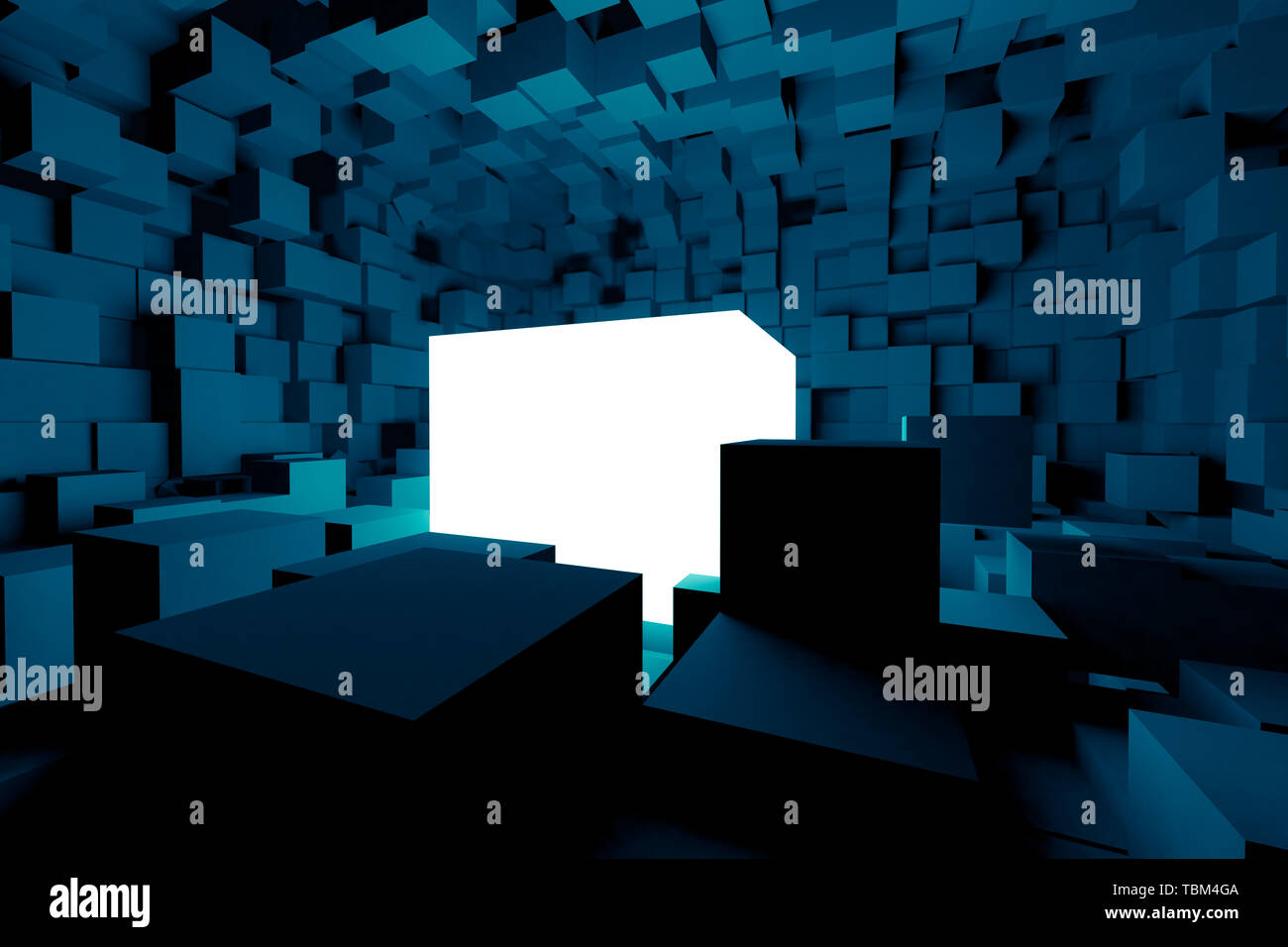 Blue Tech Sense Cube Model Stock Photo - Alamy