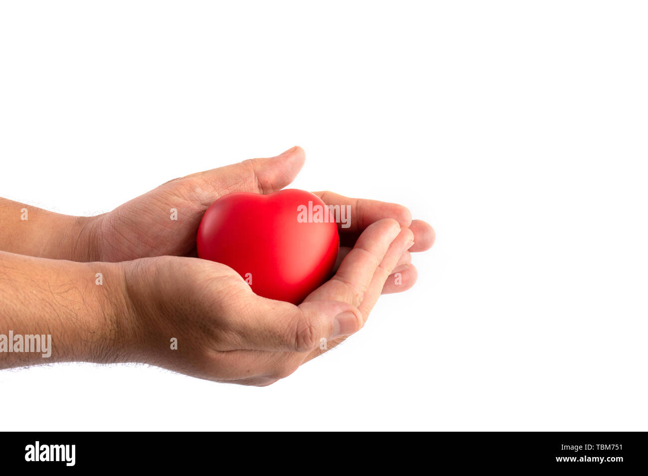 Hand holding and giving for donation on isolated white background ...