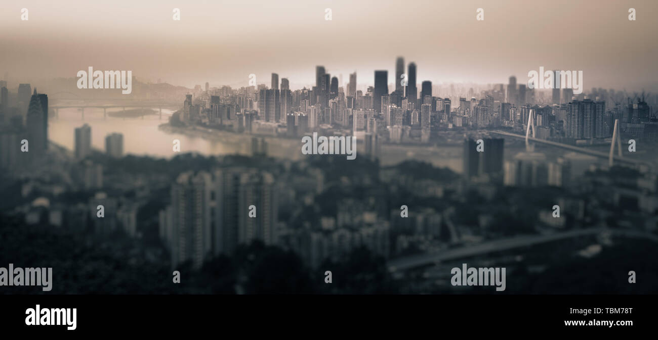 Panorama of Chongqing (photographed in a tree scenic spot in Nanshan ...