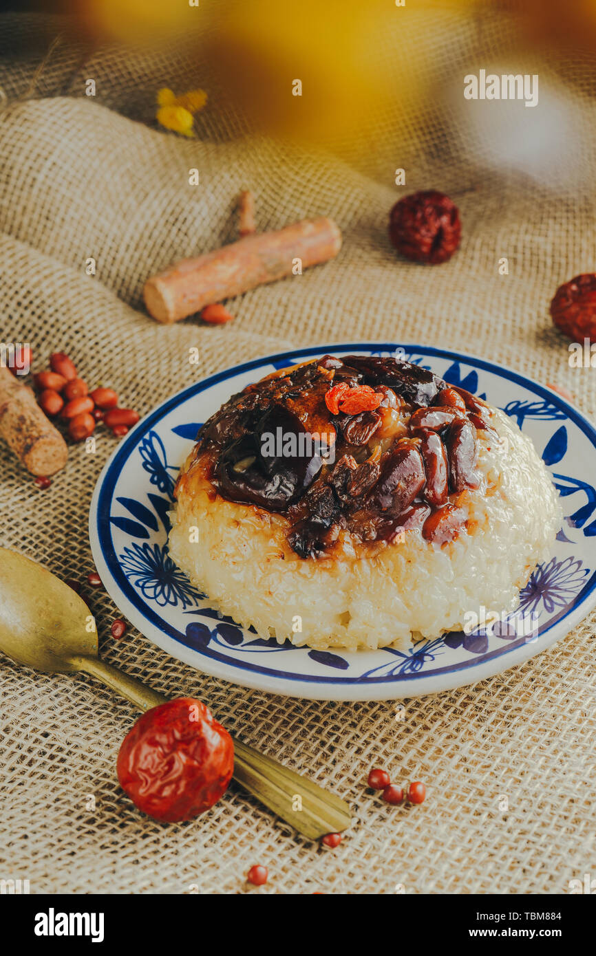 Eight-treasure sweet rice of eight big bowls in Shaanxi Province Stock ...