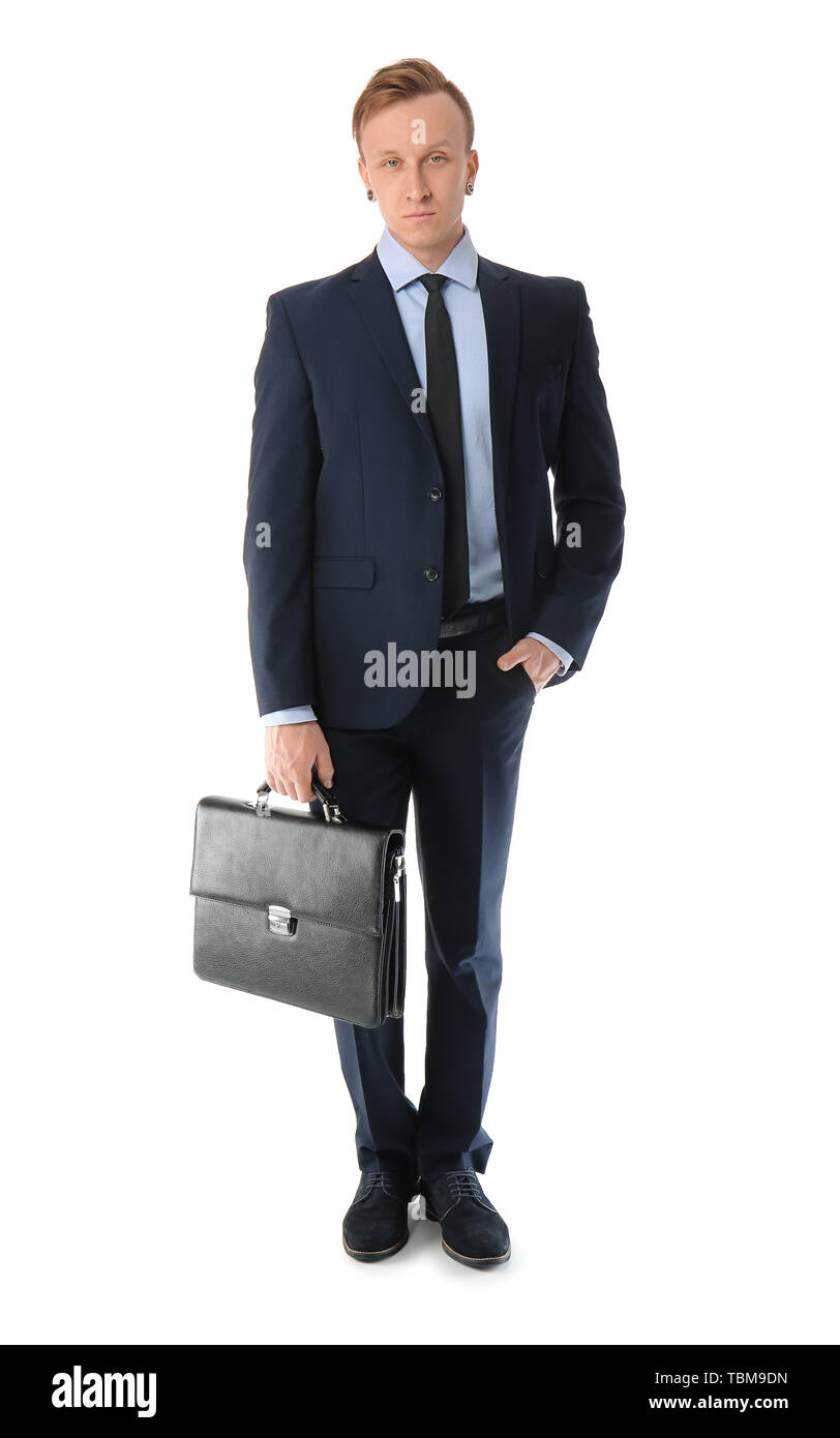 Handsome stylish businessman on white background Stock Photo - Alamy