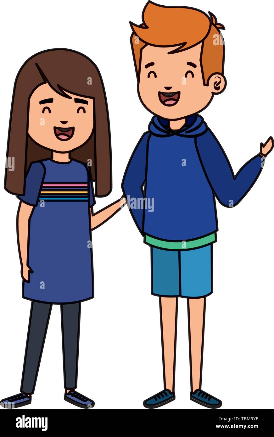 cute little kids couple characters Stock Vector Image & Art - Alamy