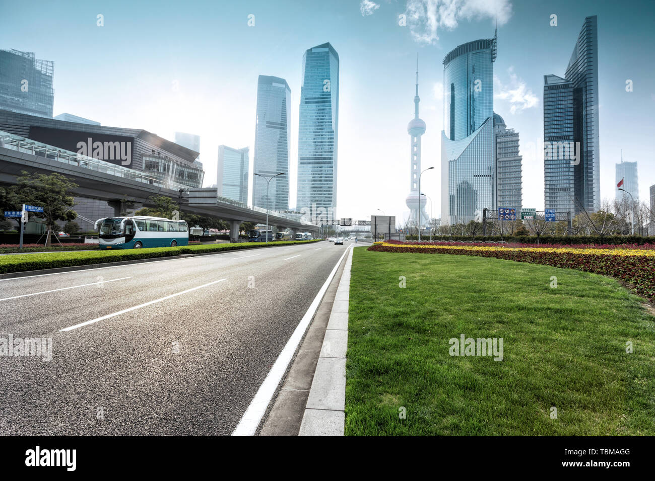 urban road and modern city skyline Stock Photo - Alamy