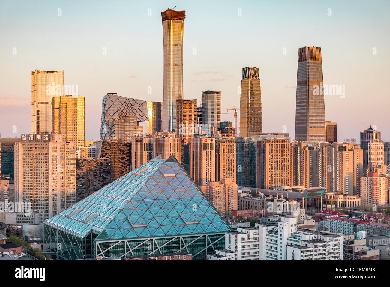 City center with skyscrapers city appearance of dusk buildings ...