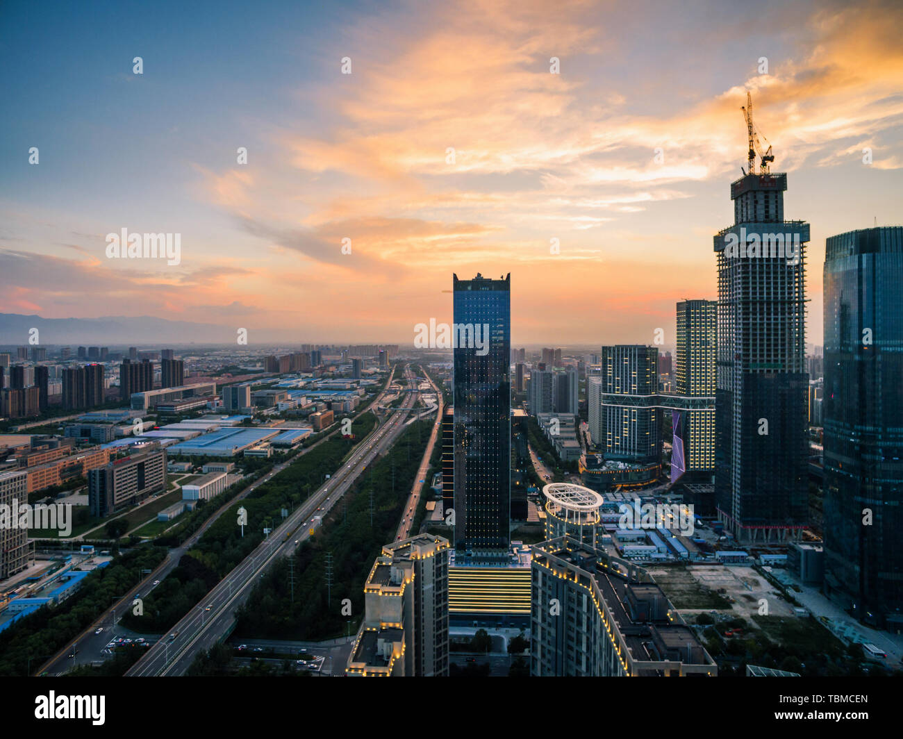Aerial shooting city buildings Stock Photo - Alamy