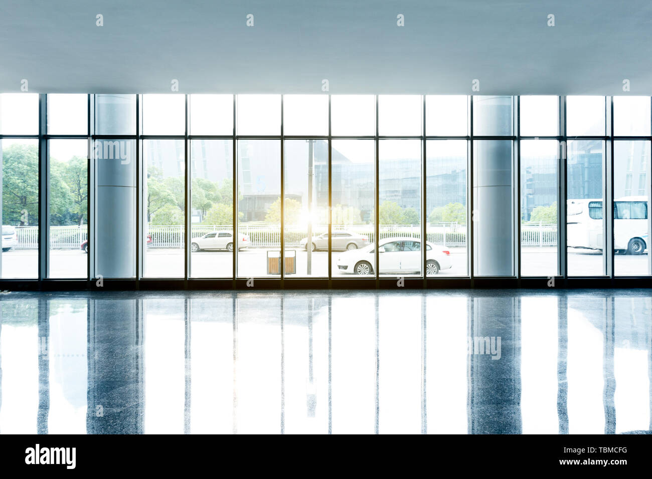 Street from glass window with sunbeam Stock Photo - Alamy