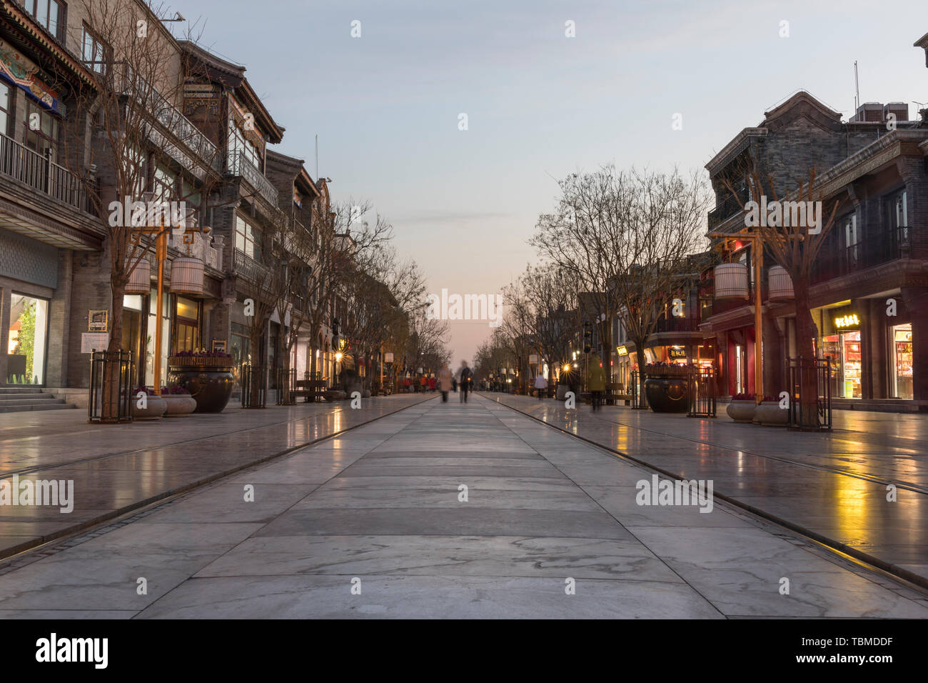 Night view of the front gate fence pedestrian street Stock Photo - Alamy