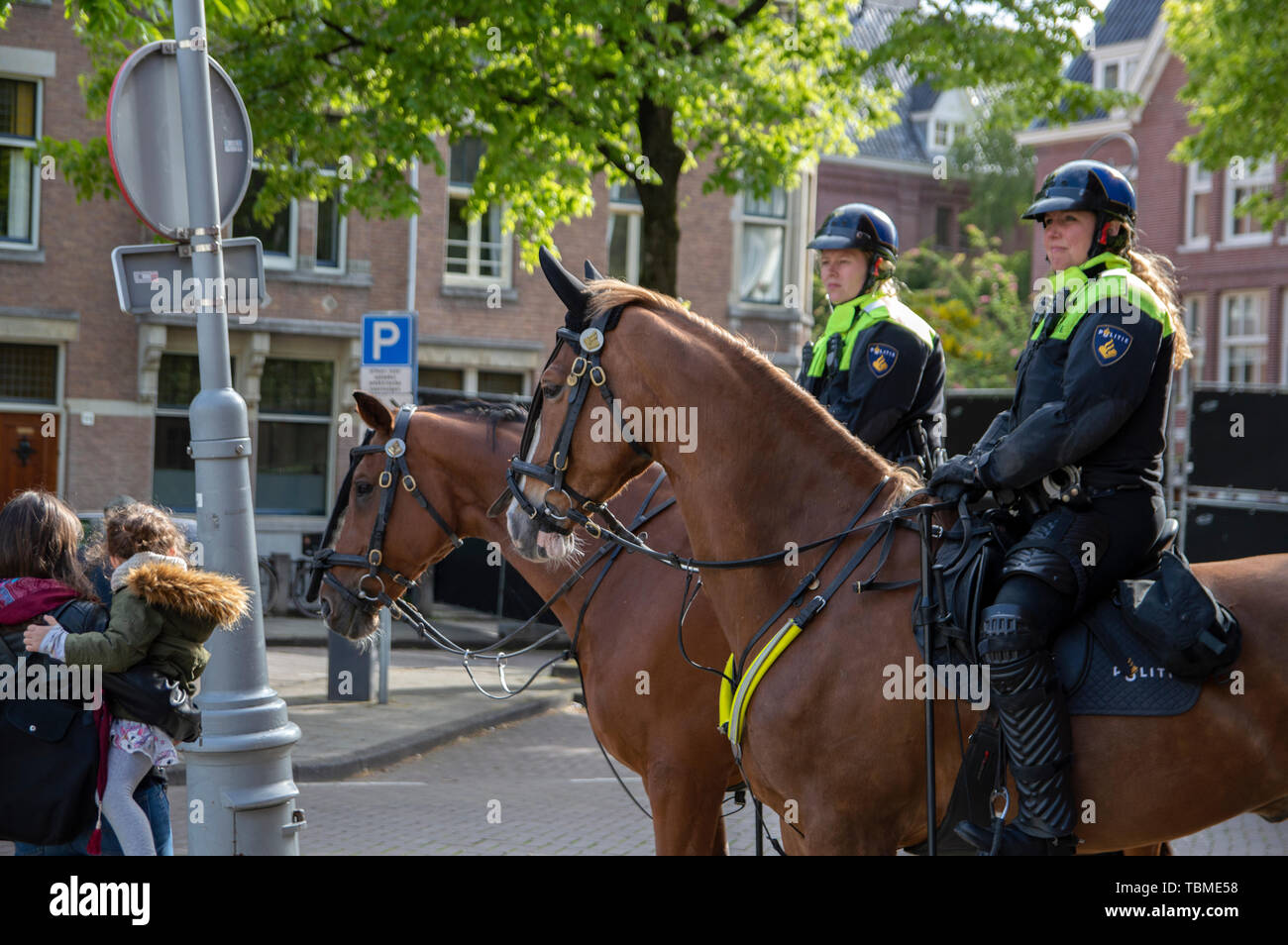 Female Police Officers On Horses At Amsterdam The Netherlands 2019 ...