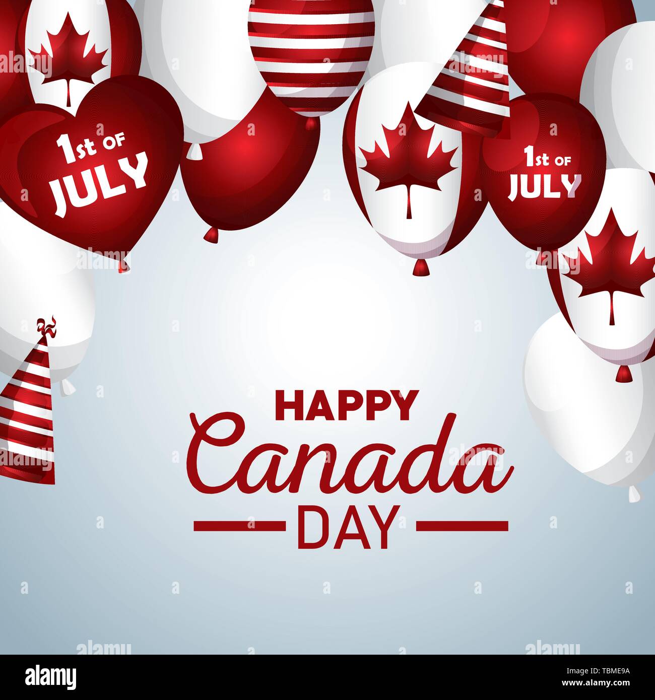 canada balloons flag with leaf and party hat celebration Stock Vector ...