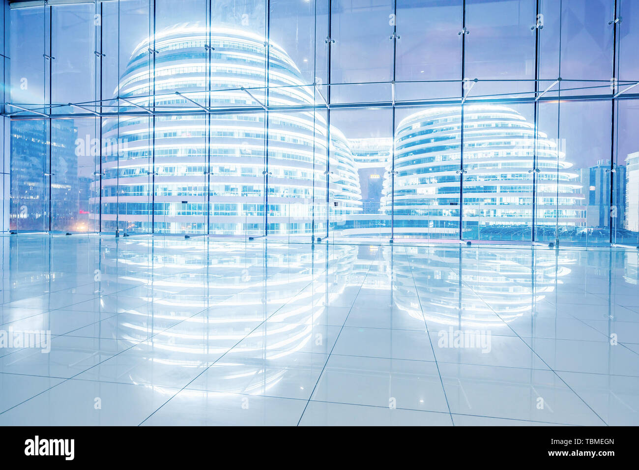 Modern building interior view window Stock Photo - Alamy