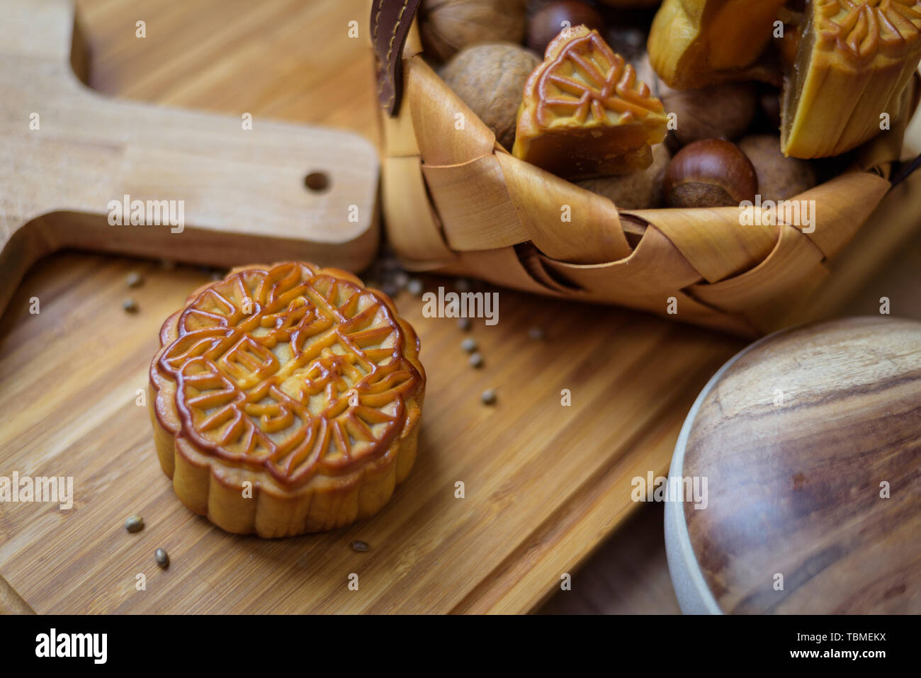 Mid-Autumn Festival moon cakes with nuts Stock Photo - Alamy