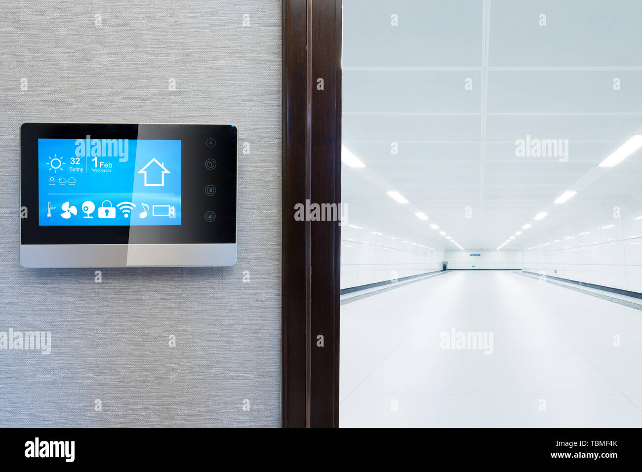 smart screen with smart home with modern corridor Stock Photo - Alamy