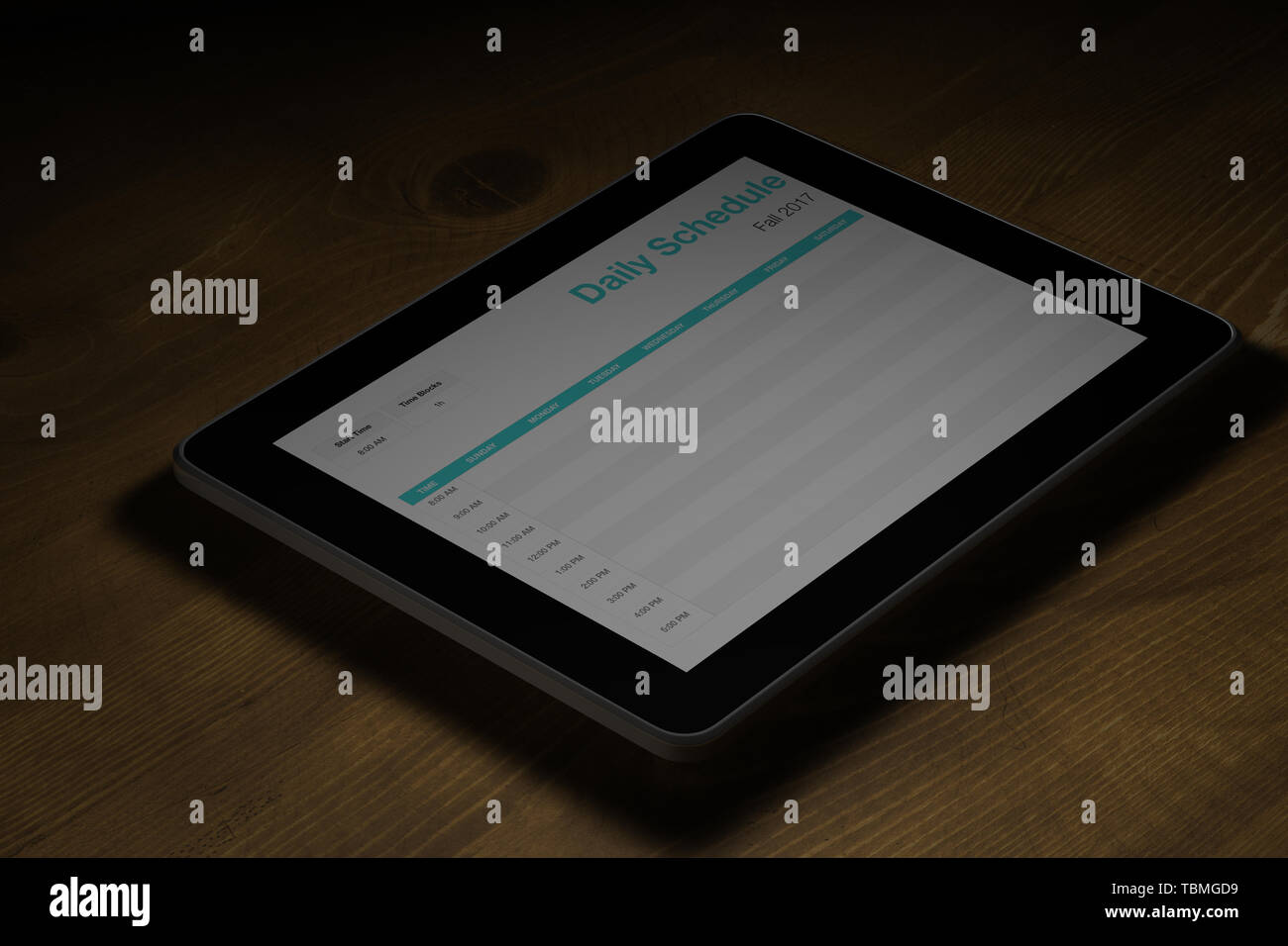 3d illustration tablet with daily reminder Stock Photo - Alamy