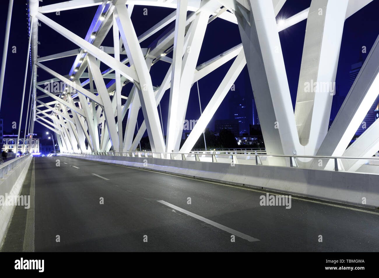 Steel overpass expressway connecting to metro city center hi-res stock ...