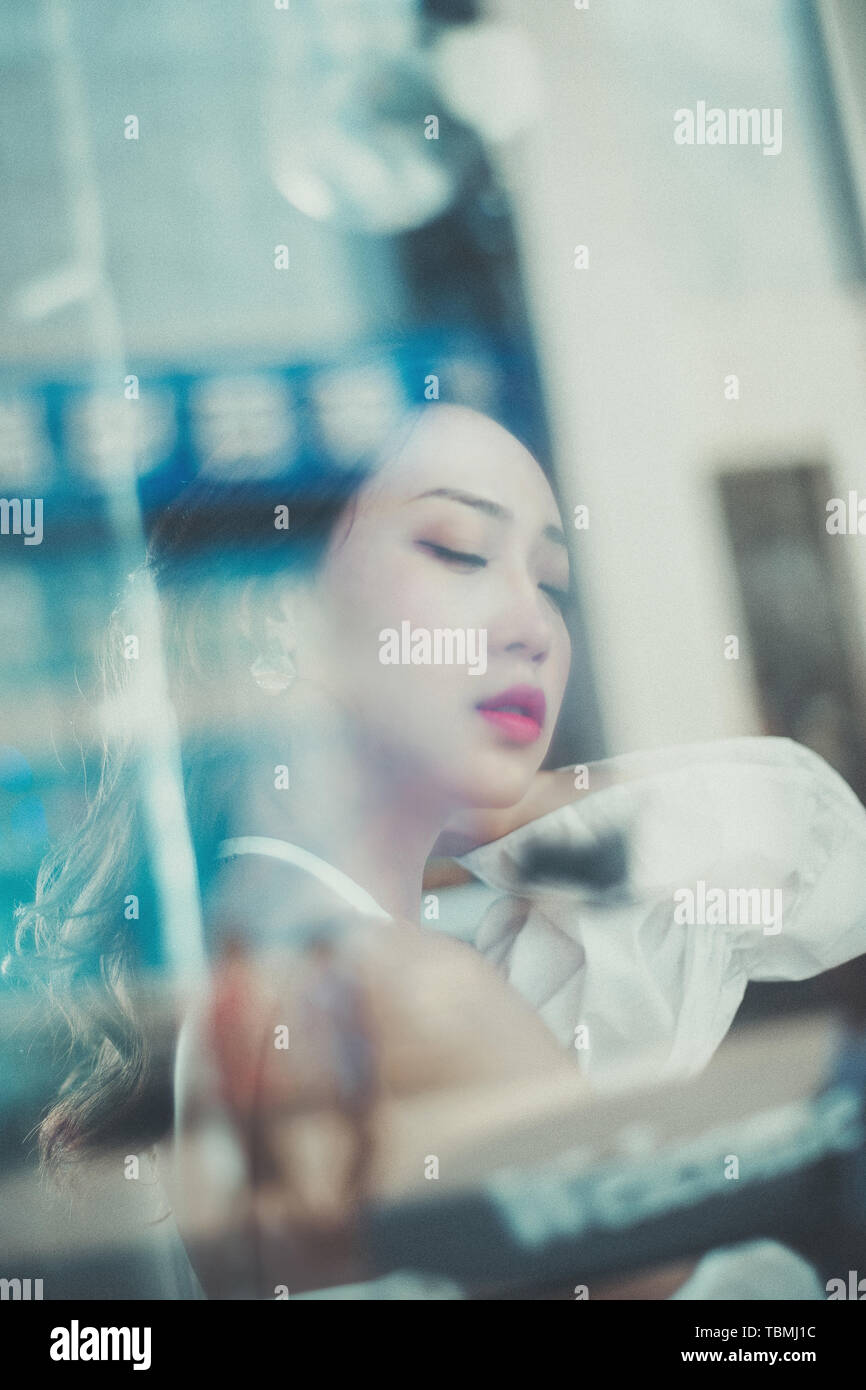 Coffee shop portrait Stock Photo - Alamy