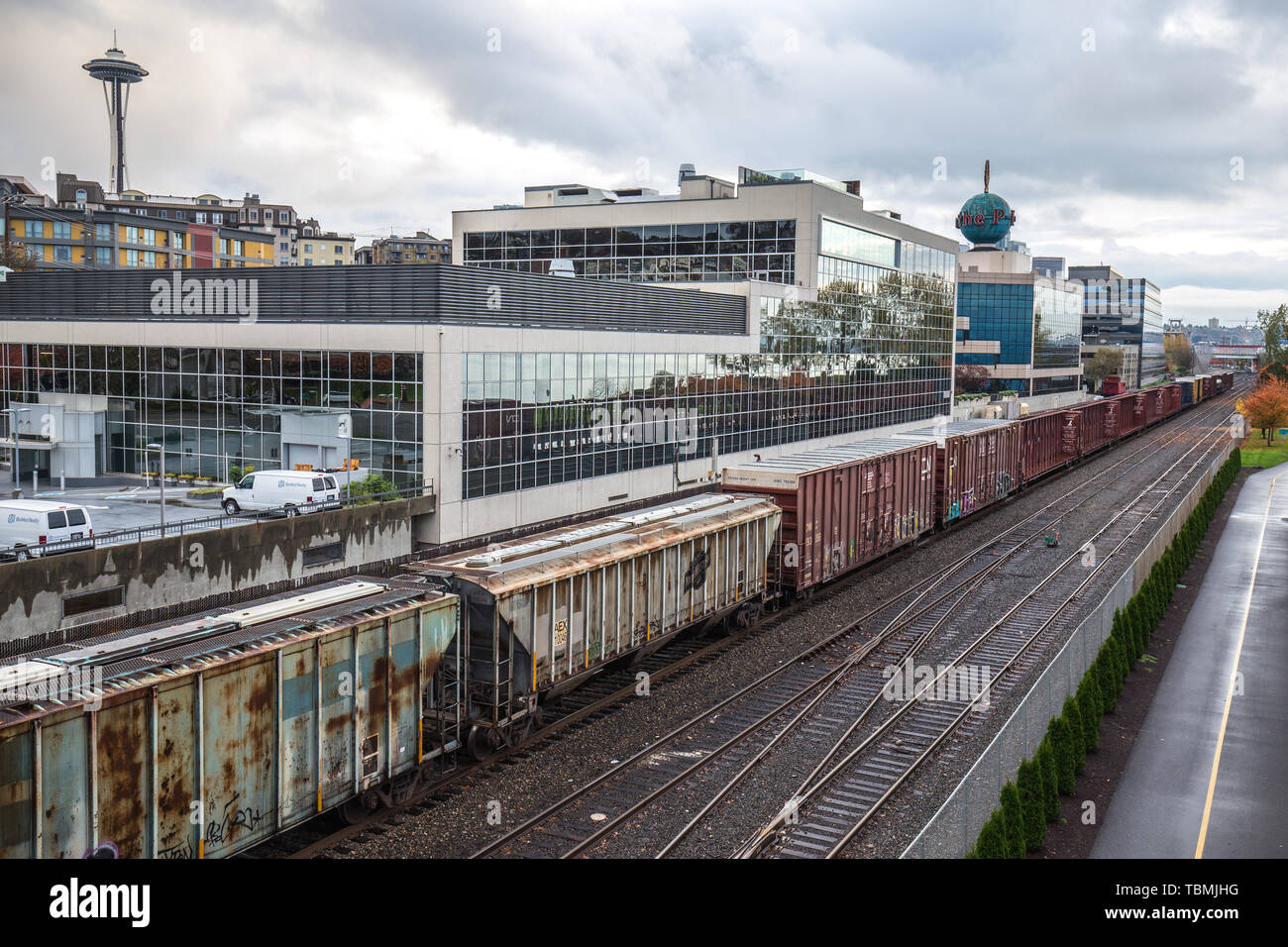 railway with old train near residential buildings Stock Photo - Alamy