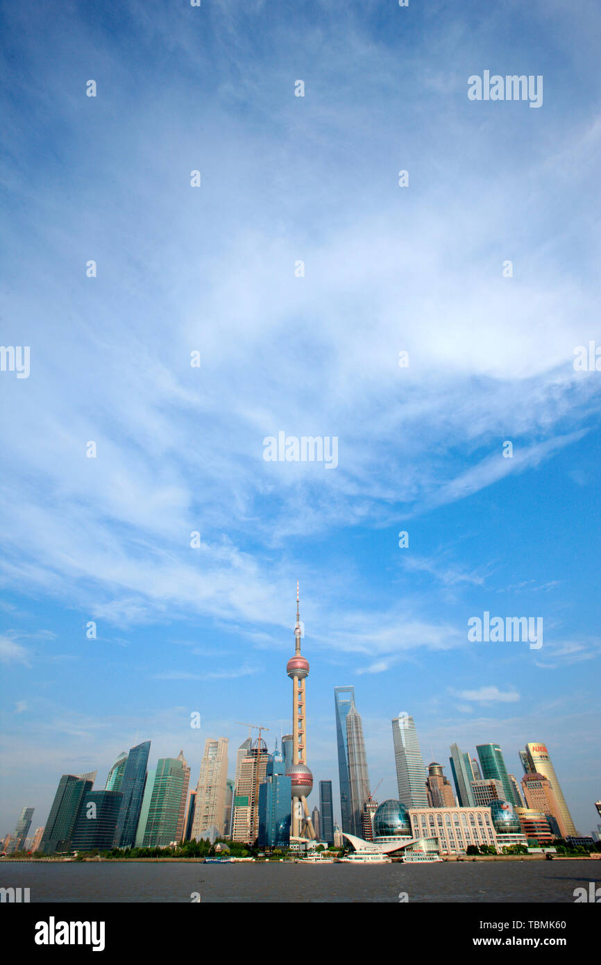 Architectural beauty on both sides of the Pujiang River in Shanghai ...