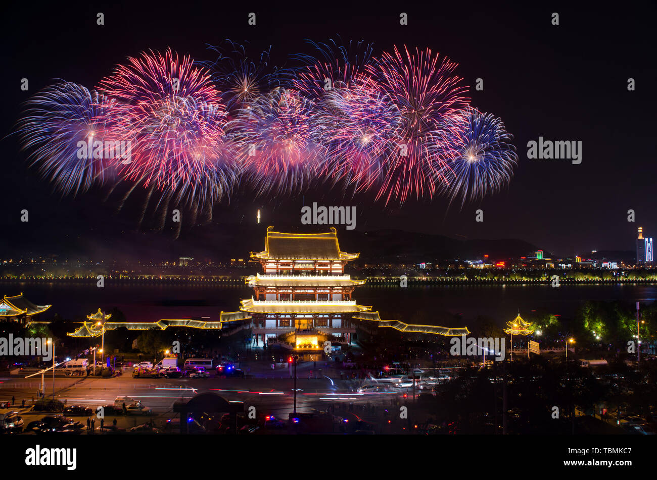 Fireworks in Orange Island, Changsha Stock Photo - Alamy
