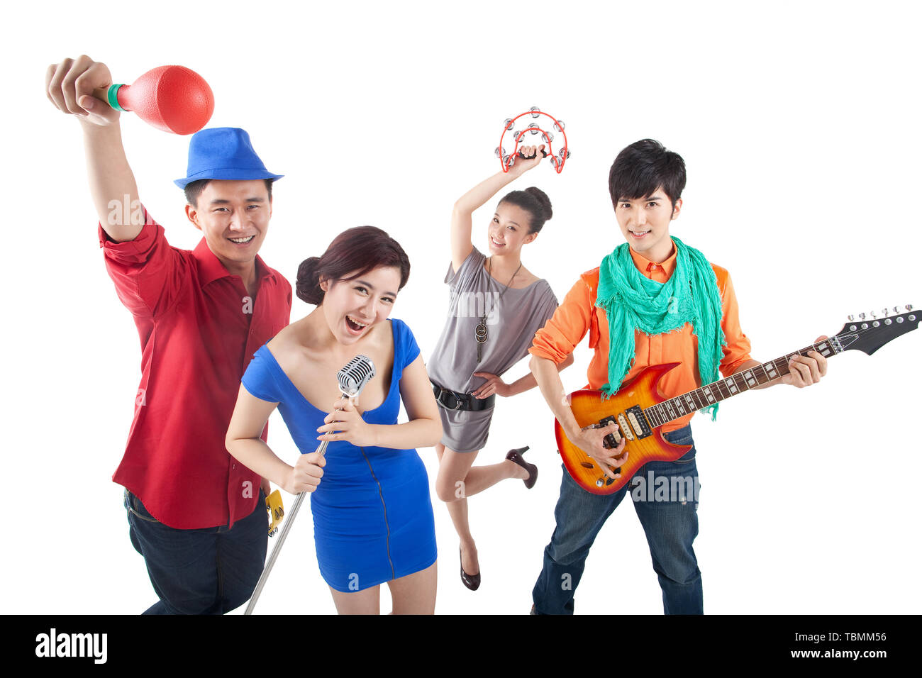 Four friends, party, party Stock Photo - Alamy