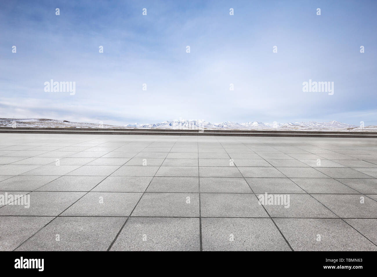 empty marble floor with beautiful snow mountains Stock Photo - Alamy