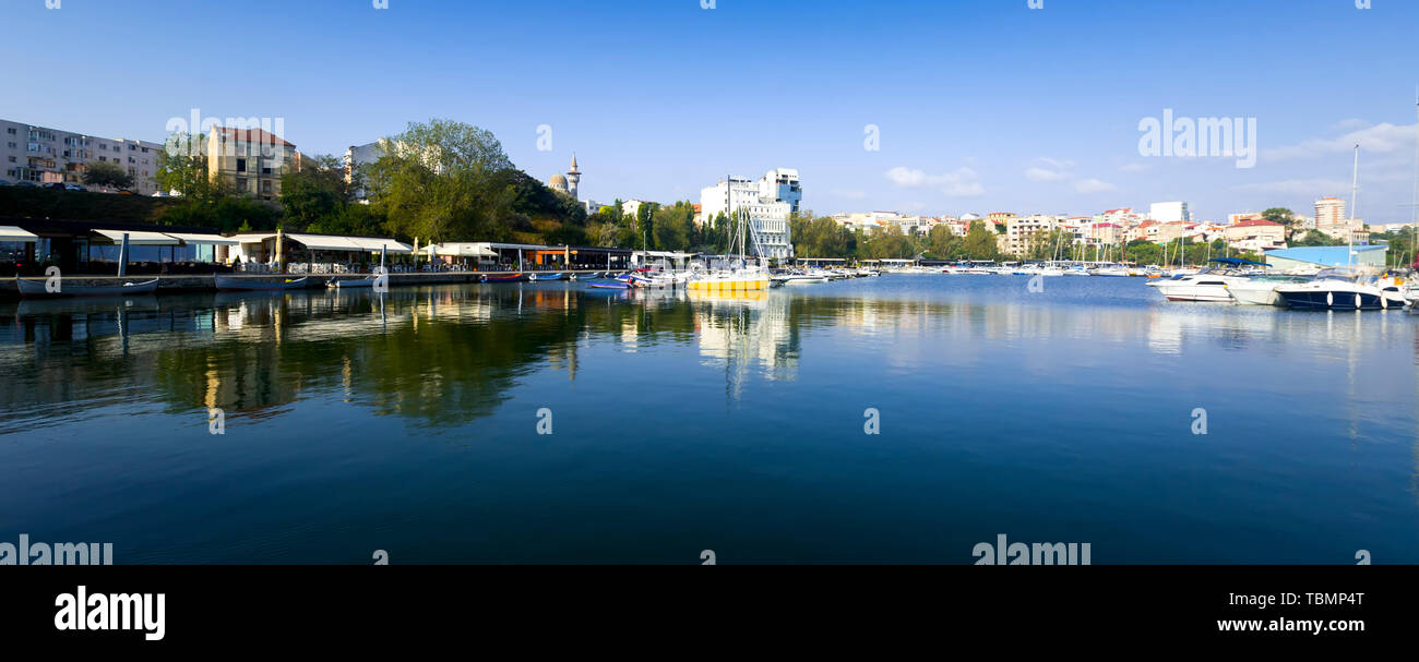 Largest port of Romania on the Black sea shore in Constanta Stock Photo ...