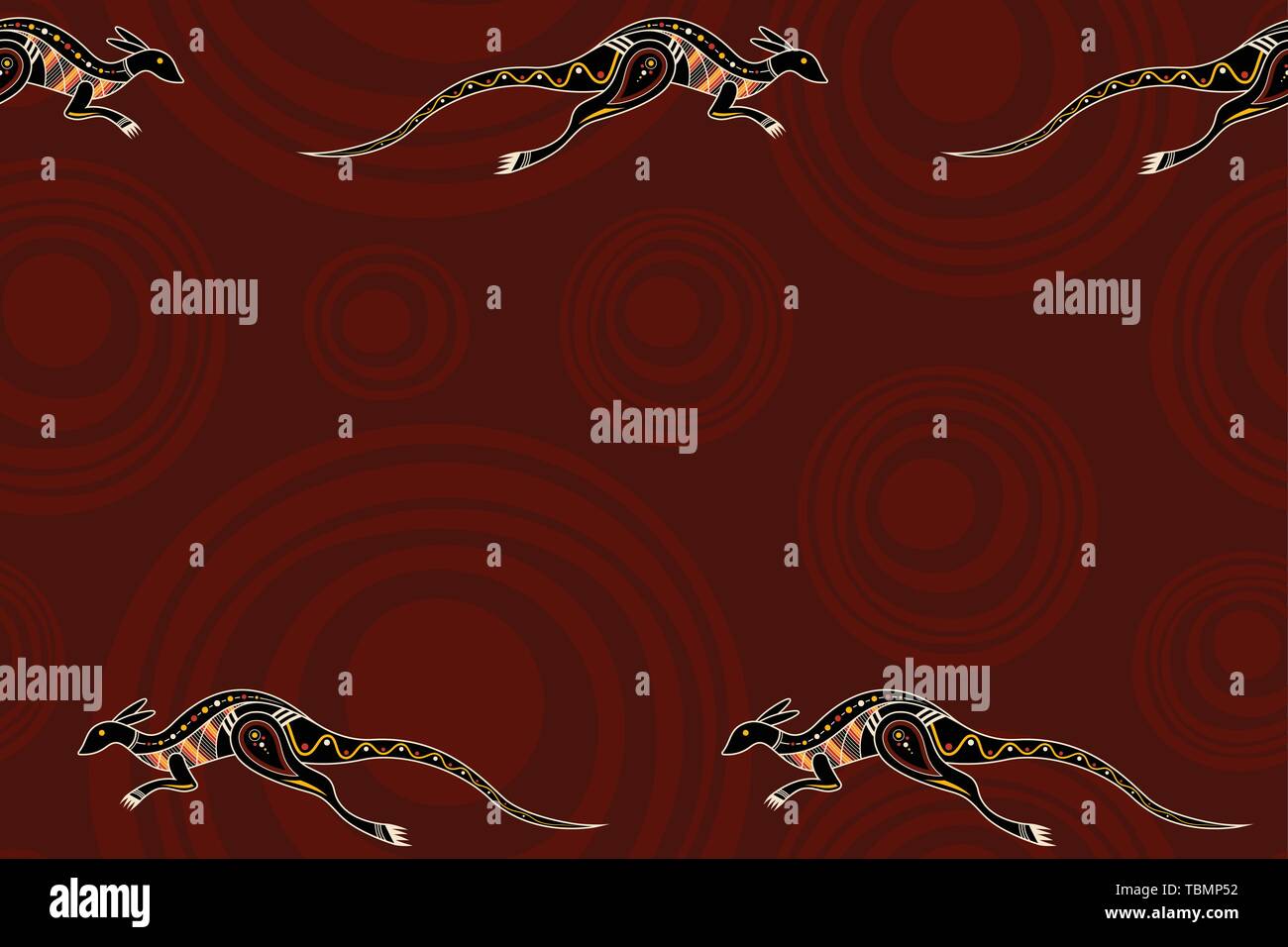 Seamless horizontal border pattern with kangaroos and smooth round ...