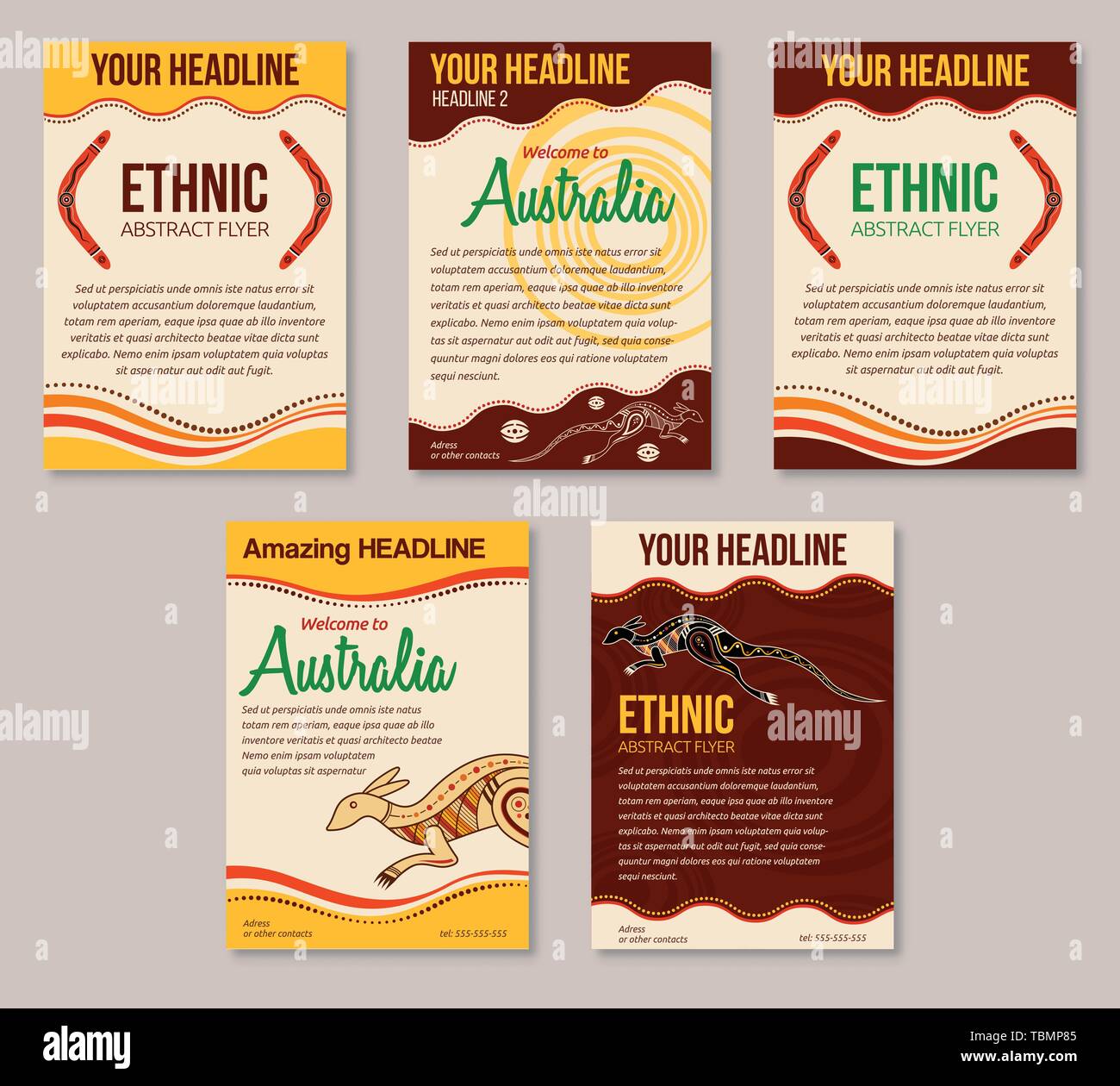 Set of abstract colorful flyers. Ethnic style brochure templates ...