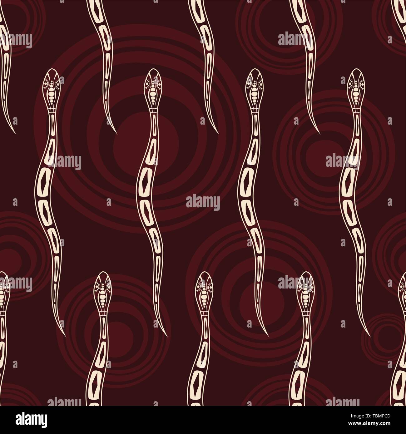 Seamless pattern of snakes silhouettes with abstract circles on ...