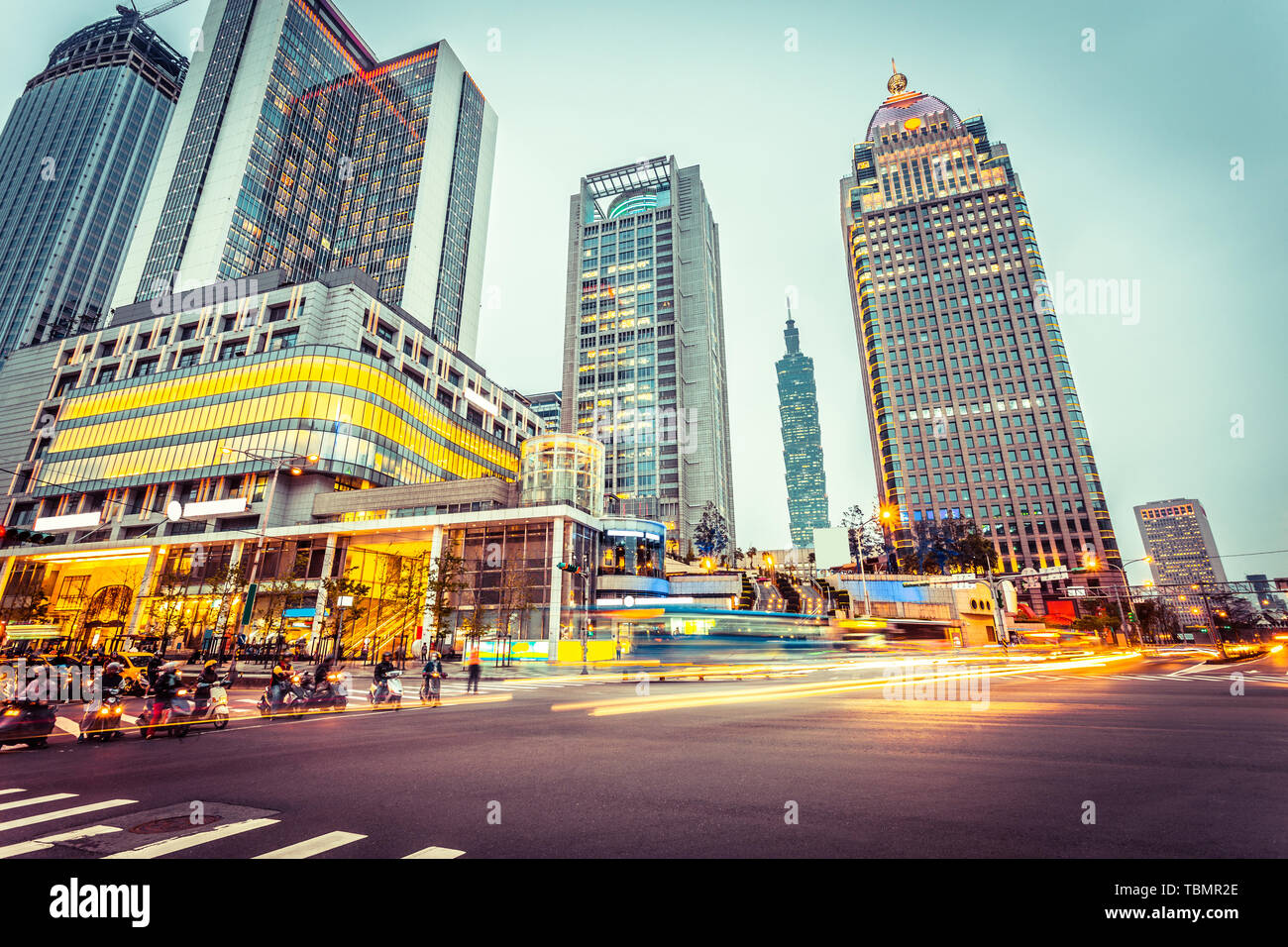 Light trails in modern street Stock Photo - Alamy